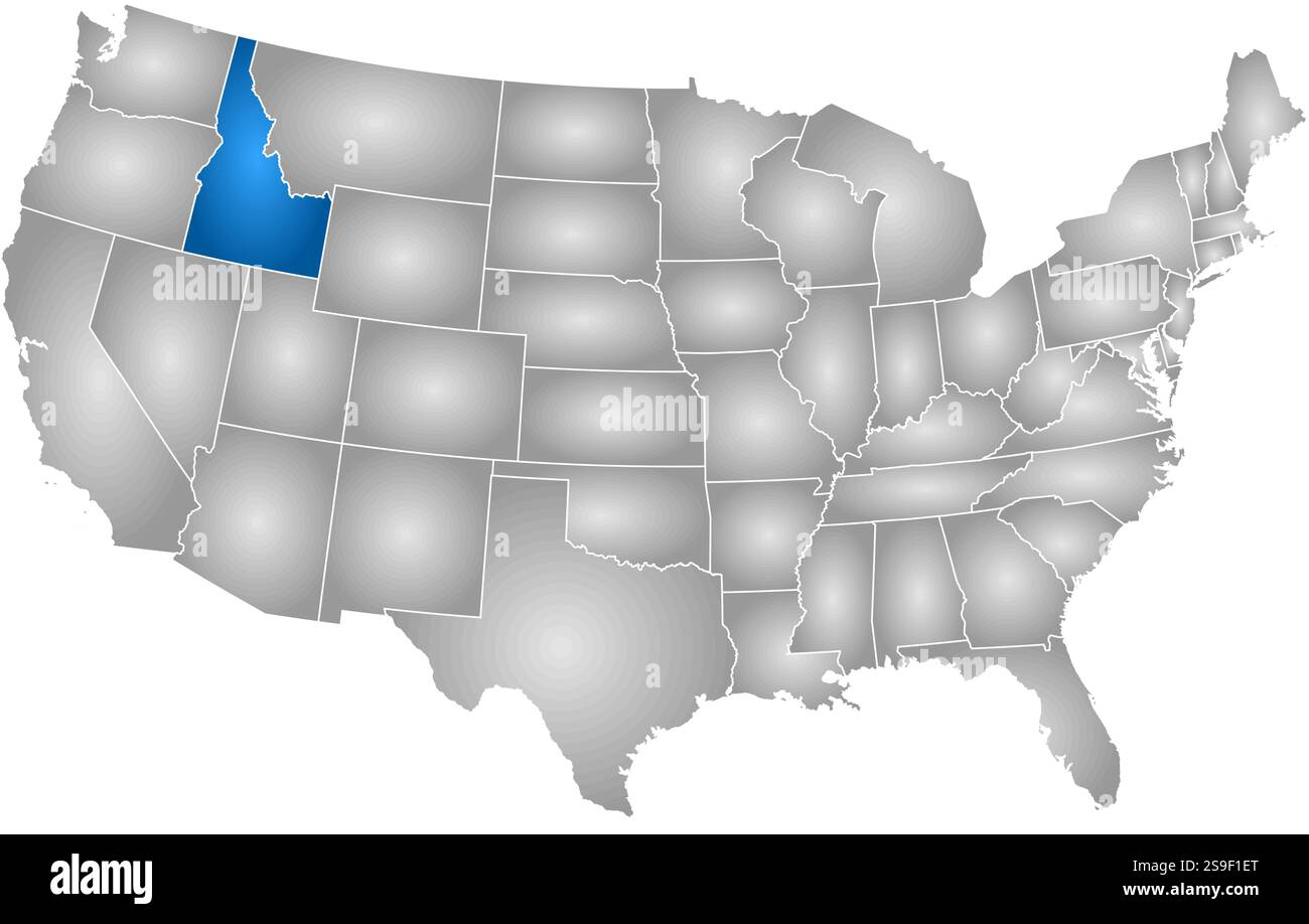Map of United States with the provinces, filled with a radial gradient ...