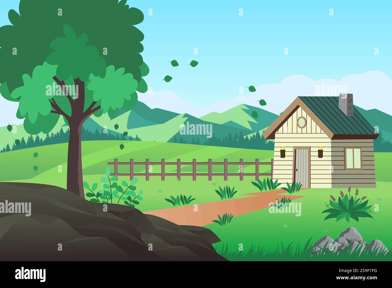 Wooden house in a beautiful countryside with beautiful views of ...