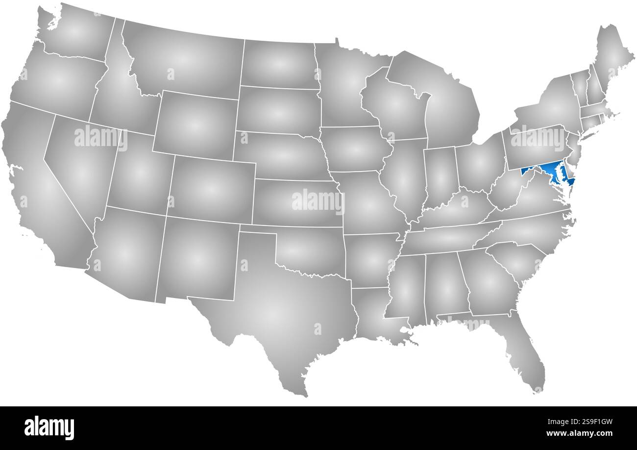 Map of United States with the provinces, filled with a radial gradient ...