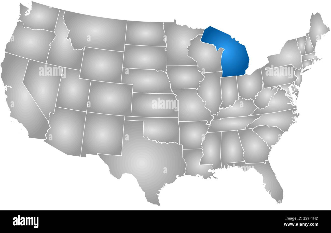 Map of United States with the provinces, filled with a radial gradient ...