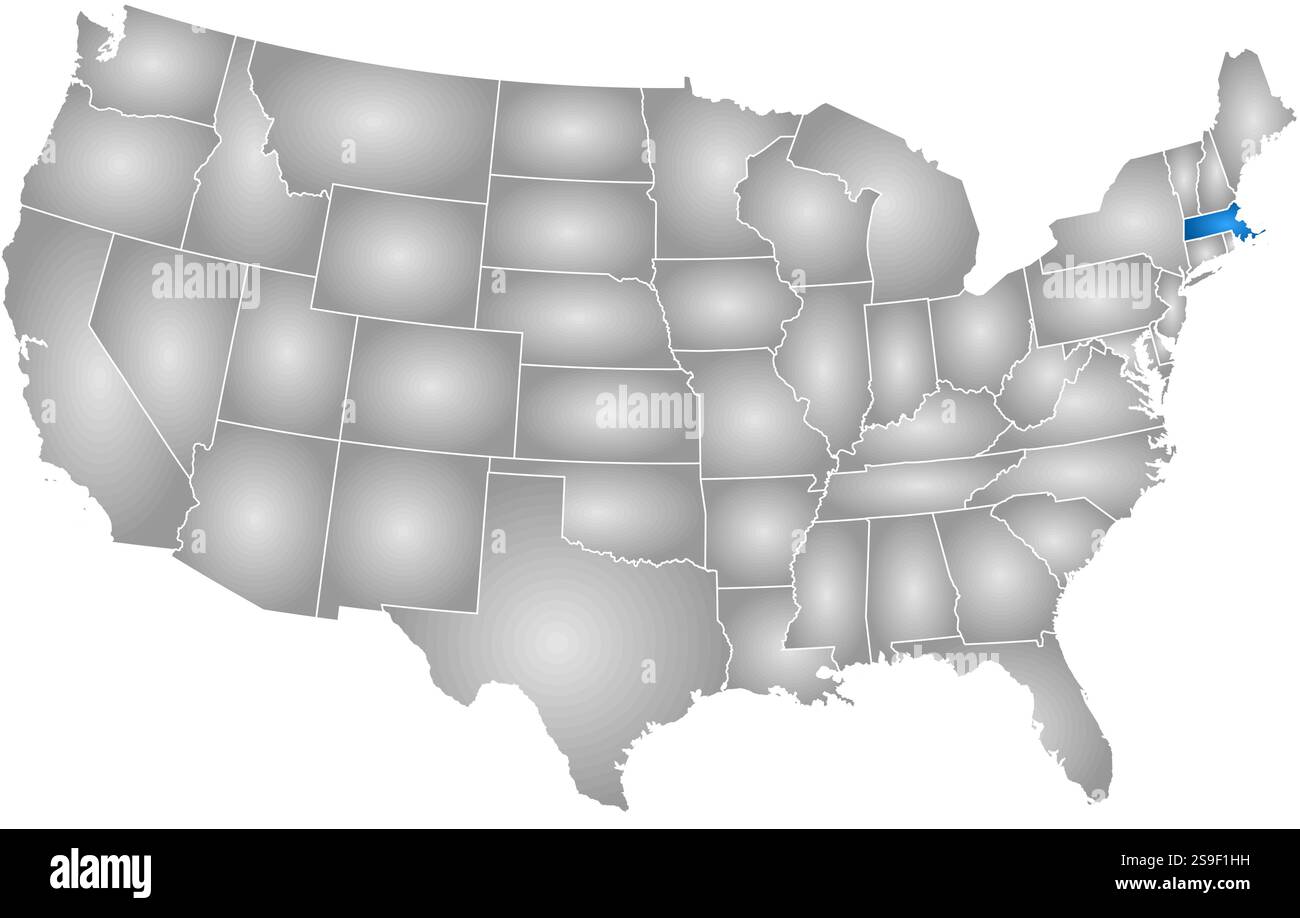Map of United States with the provinces, filled with a radial gradient ...