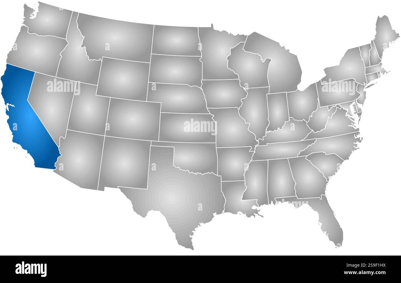 Map of United States with the provinces, filled with a radial gradient ...