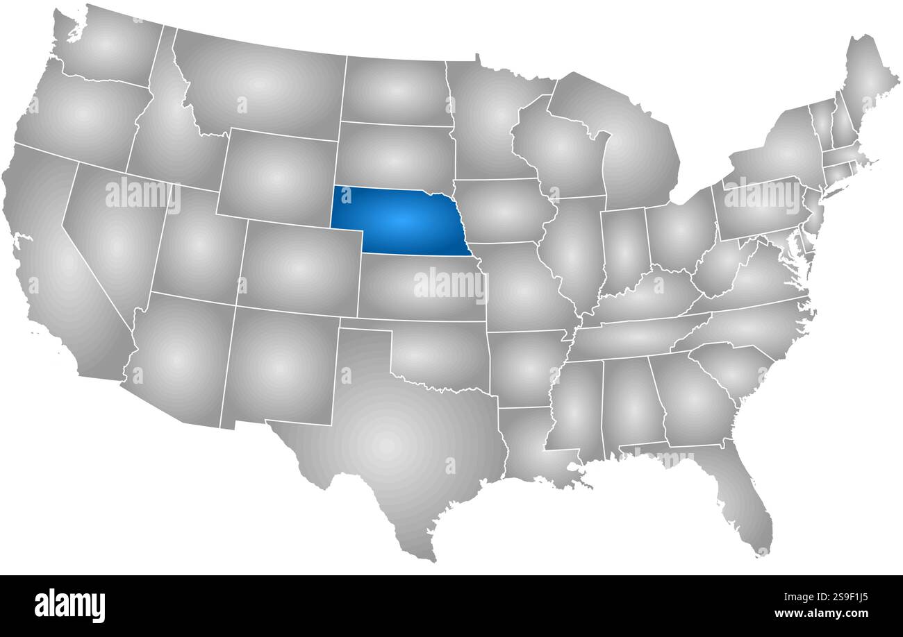 Map of United States with the provinces, filled with a radial gradient ...