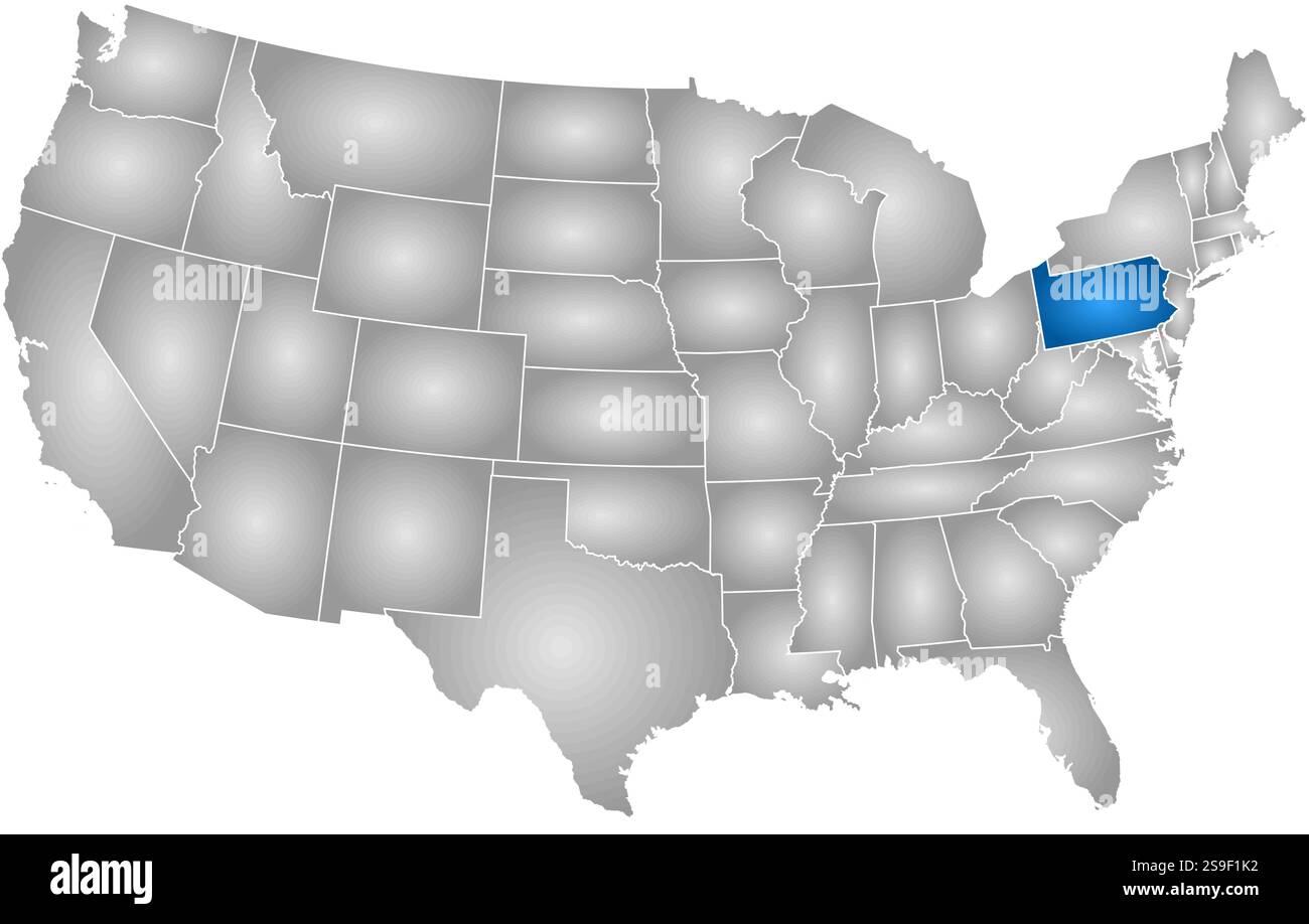 Map of United States with the provinces, filled with a radial gradient ...