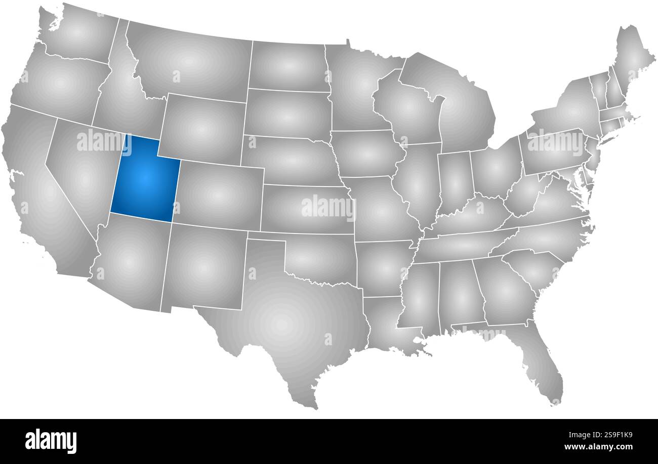 Map of United States with the provinces, filled with a radial gradient ...