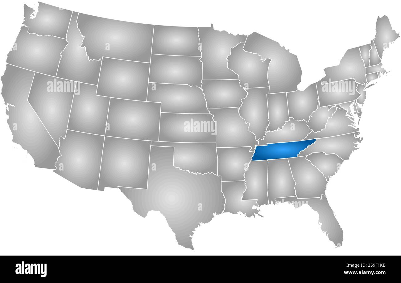 Map of United States with the provinces, filled with a radial gradient ...