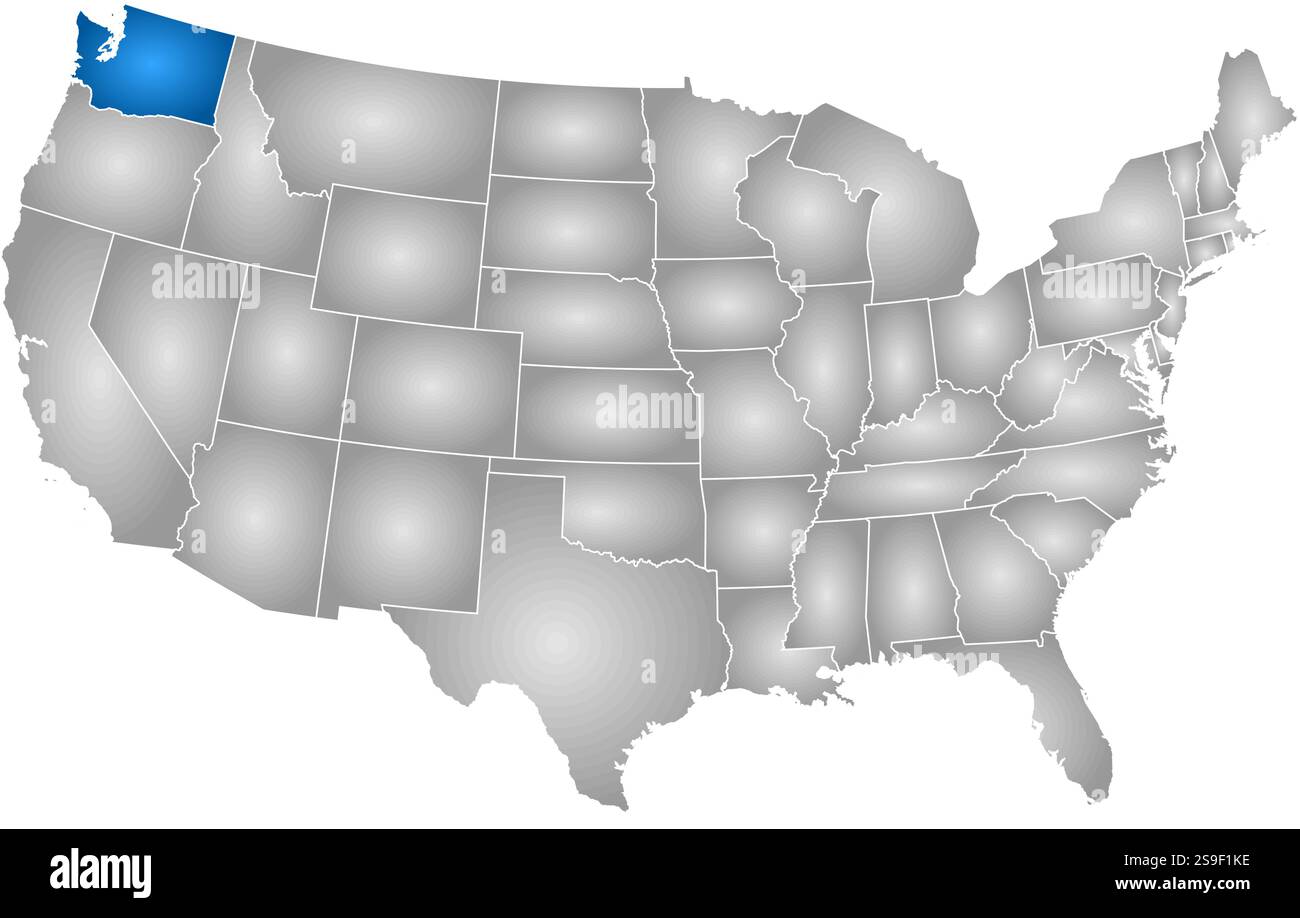Map of United States with the provinces, filled with a radial gradient ...