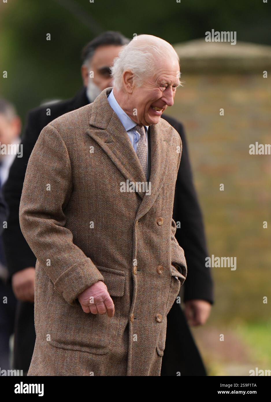King Charles III arrives for a Sunday church service at St Mary the ...