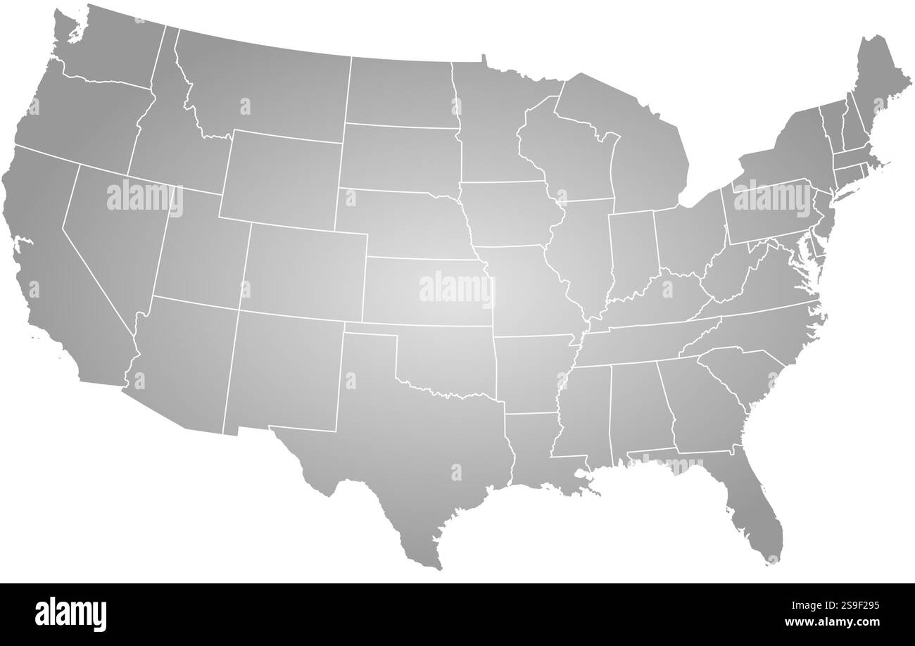 Map of United States, filled with a radial gradient Stock Vector Image ...
