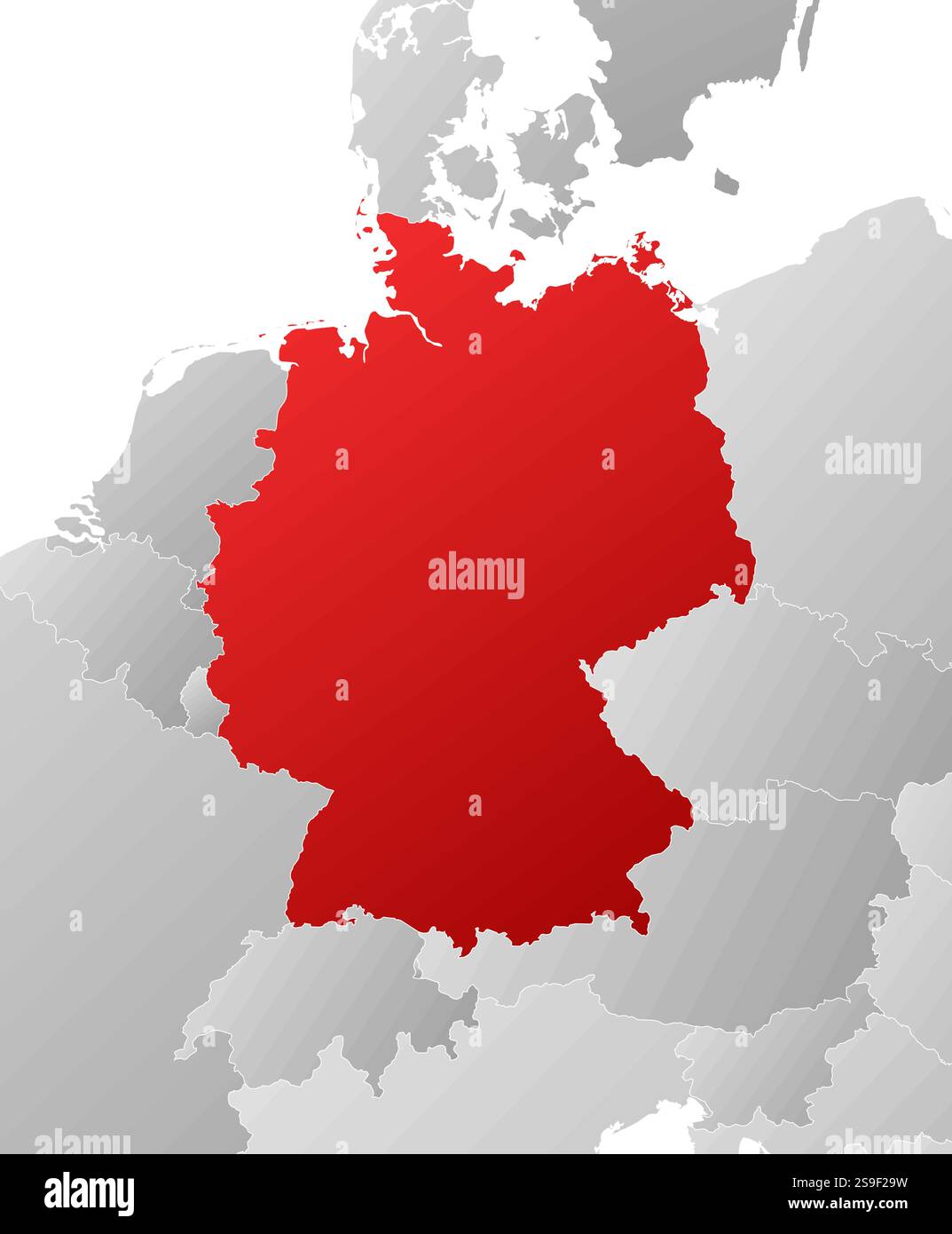 Map of Germany with the provinces and nearby countries, filled with a ...