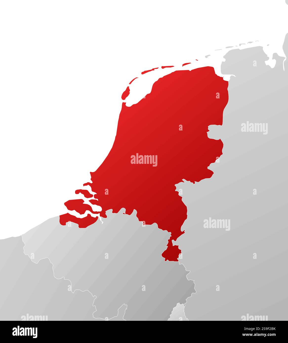 Map of Netherlands with the provinces and nearby countries, filled with ...