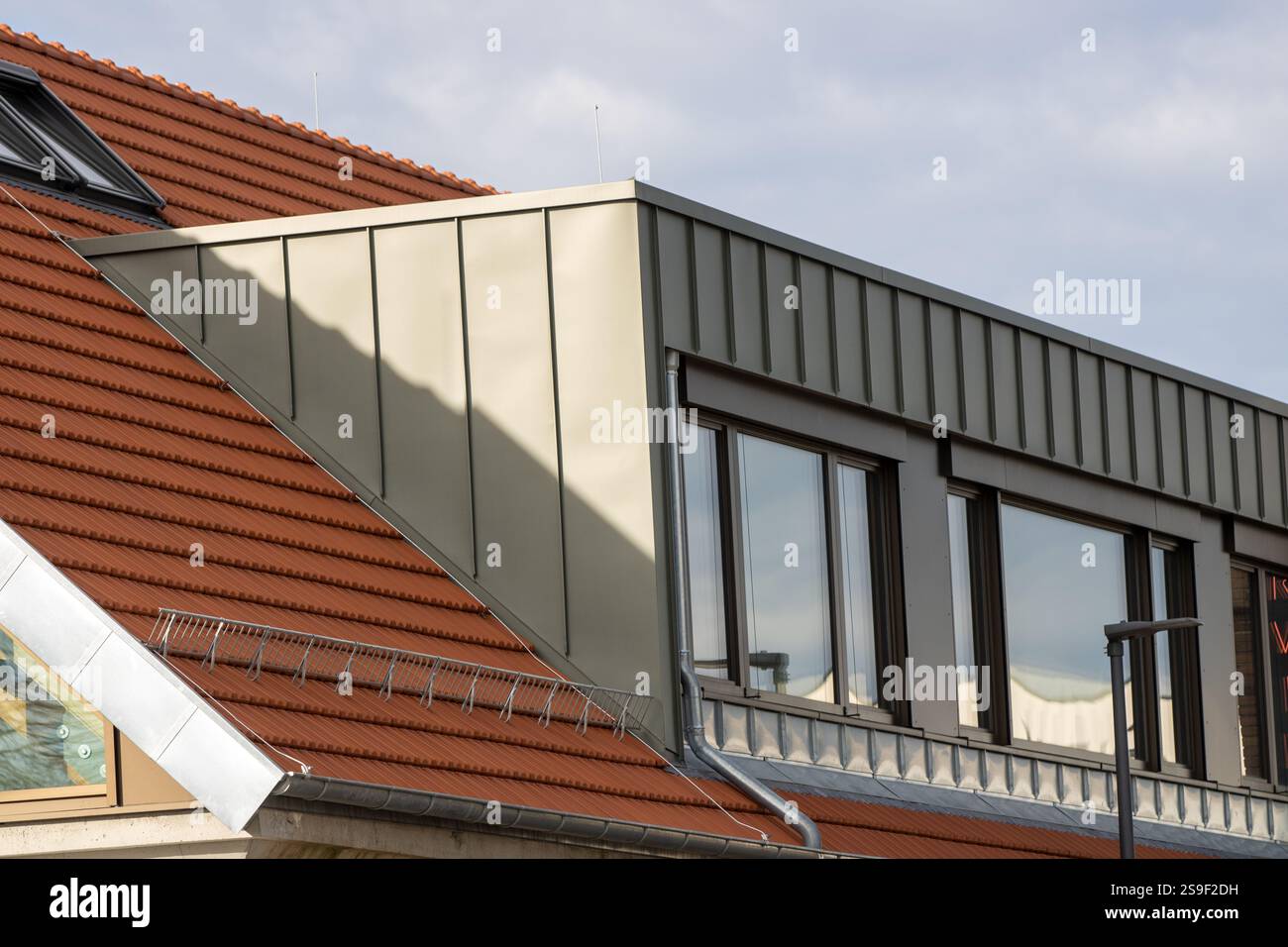 Large dormer window on a new tiled roof Stock Photo - Alamy
