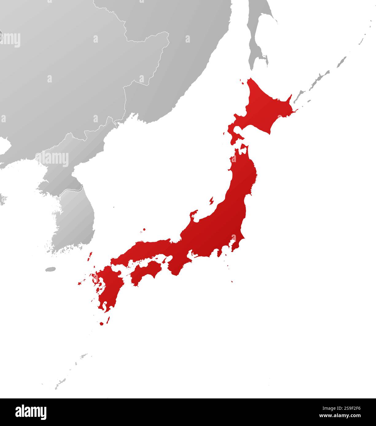 Map of Japan with the provinces and nearby countries, filled with a ...