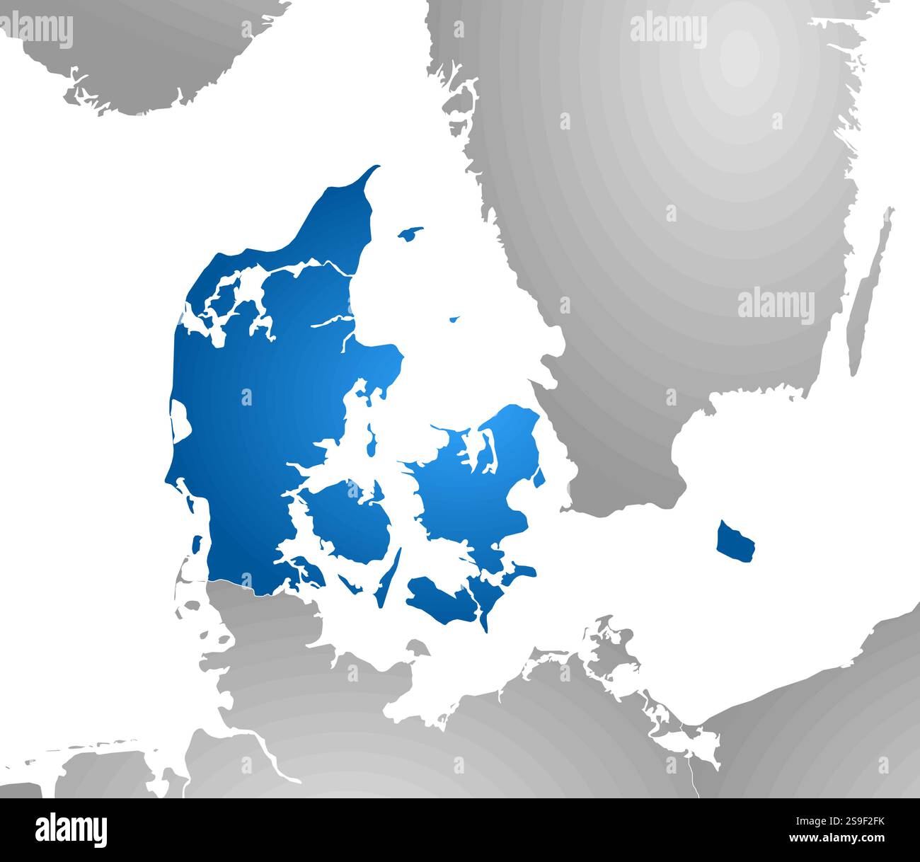 Map of Danmark with the provinces and nearby countries, filled with a ...