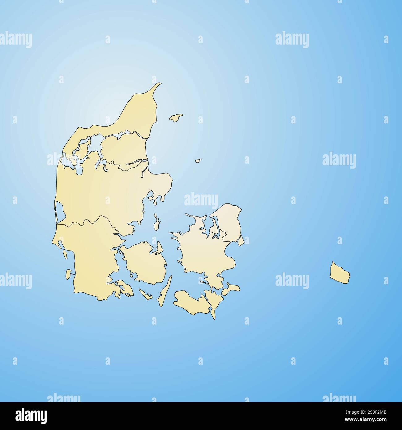 Map of Danmark with the provinces, filled with a radial gradient Stock ...