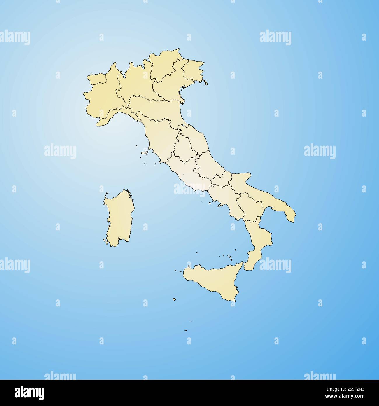 Map of Italy with the provinces, filled with a radial gradient Stock ...