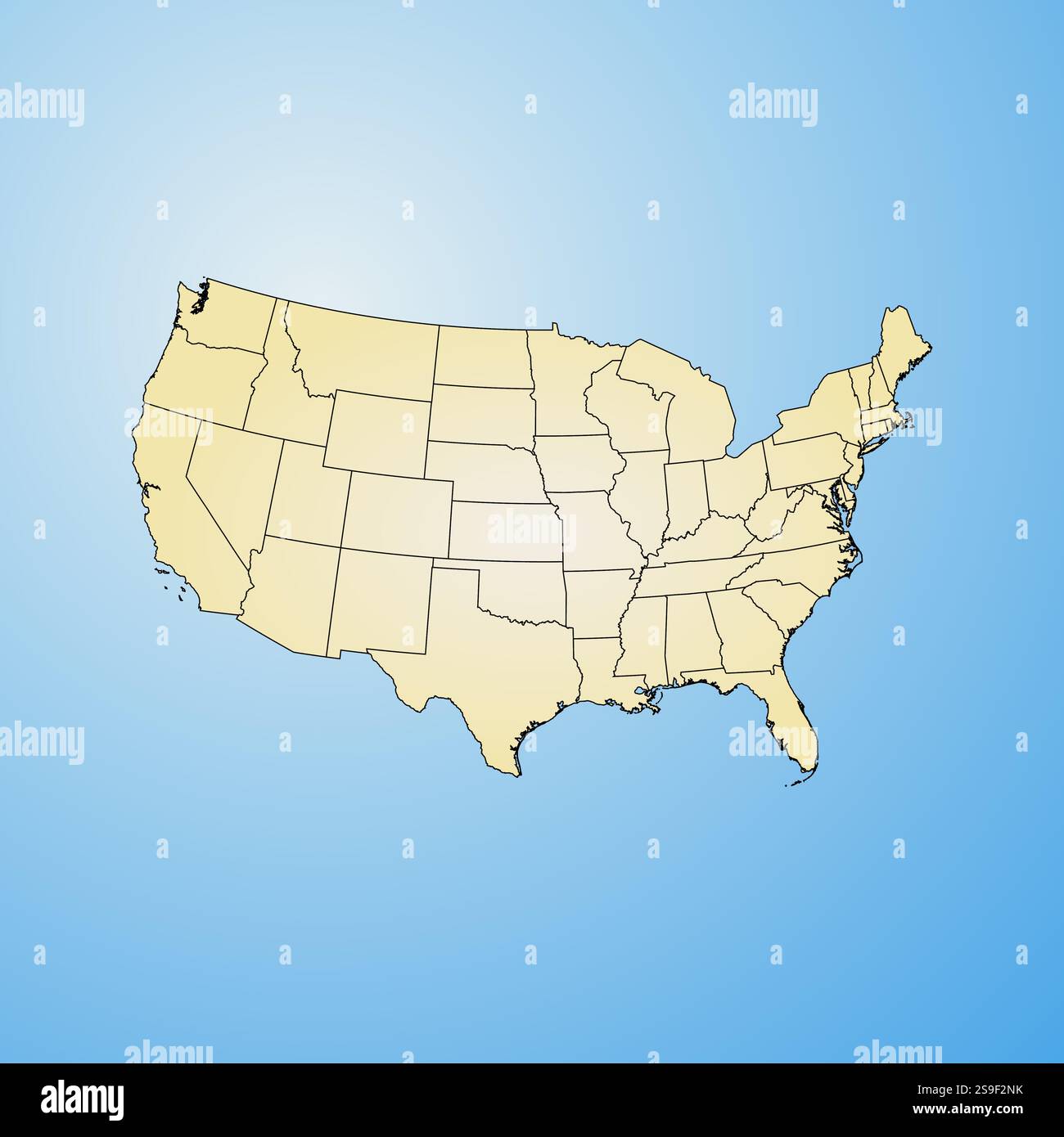 Map of United States with the provinces, filled with a radial gradient ...
