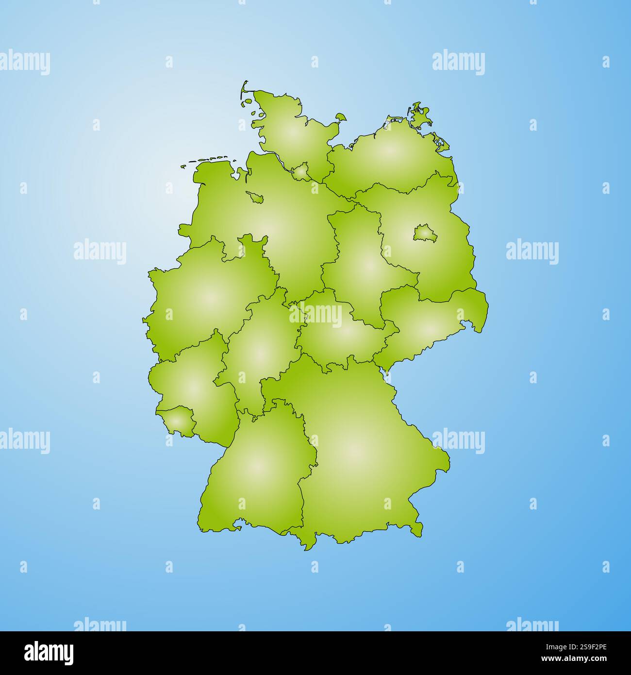 Map of Germany with the provinces, filled with a radial gradient Stock ...