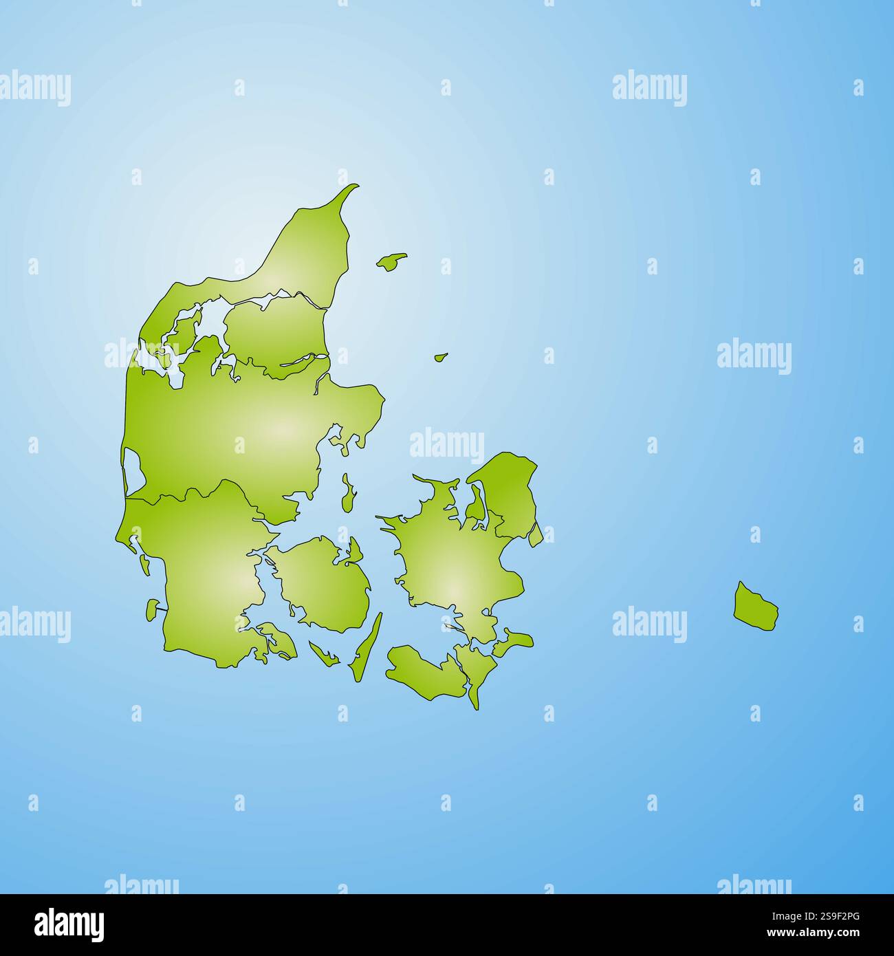 Map of Danmark with the provinces, filled with a radial gradient Stock ...