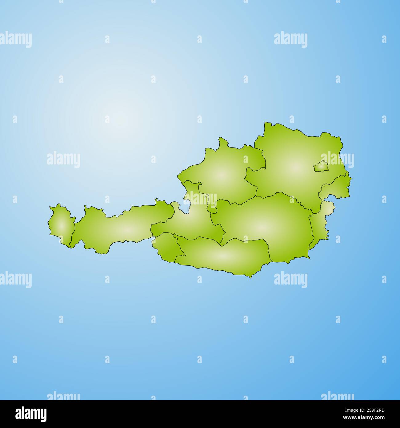 Map of Austria with the provinces, filled with a radial gradient Stock ...