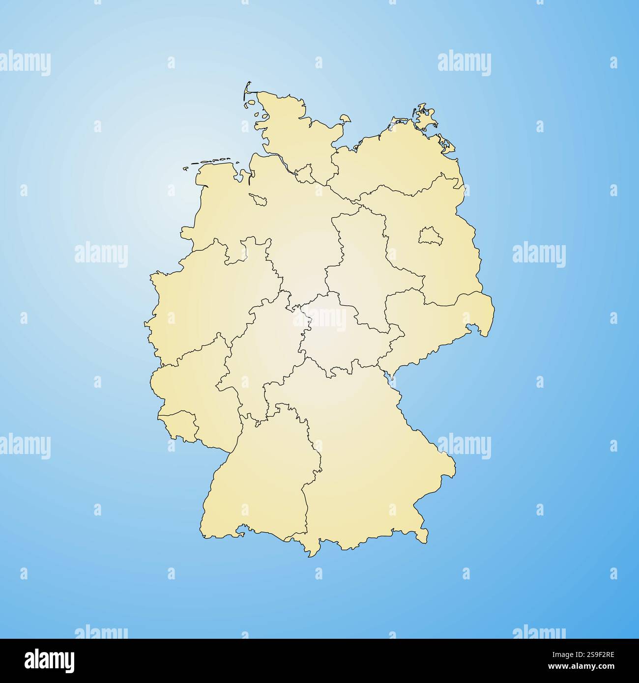 Map of Germany with the provinces, filled with a radial gradient Stock ...