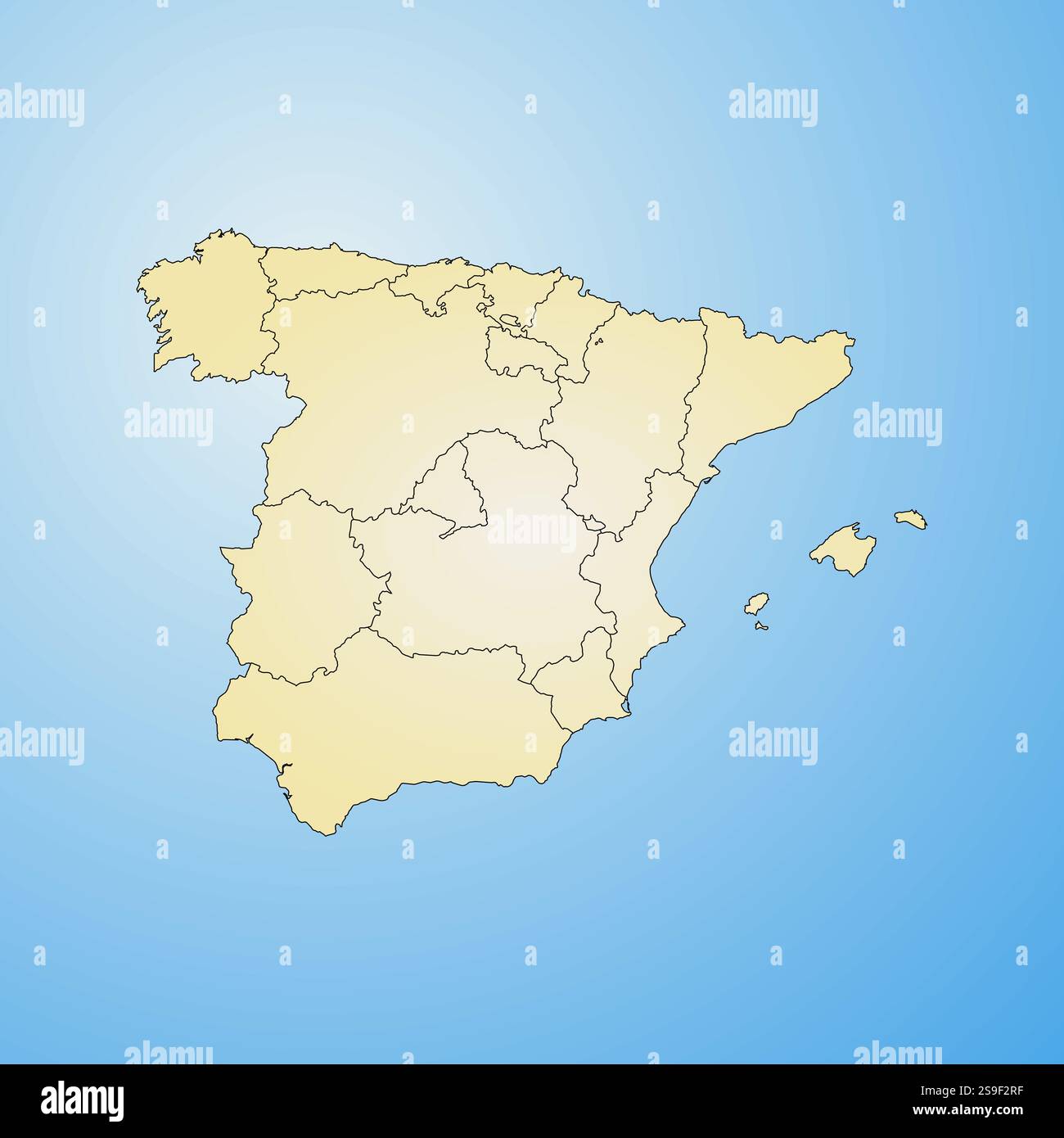 Map of Spain with the provinces, filled with a radial gradient Stock ...