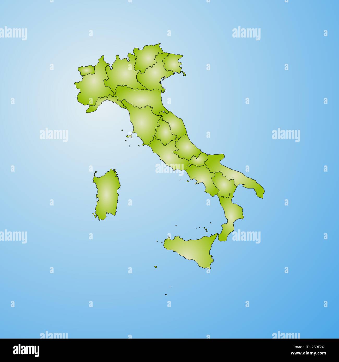 Map of Italy with the provinces, filled with a radial gradient Stock ...