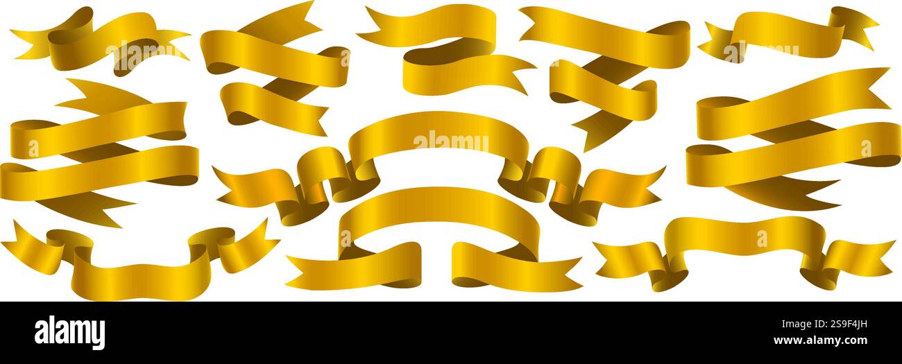 Realistic golden ribbons Stock Vector Image & Art - Alamy