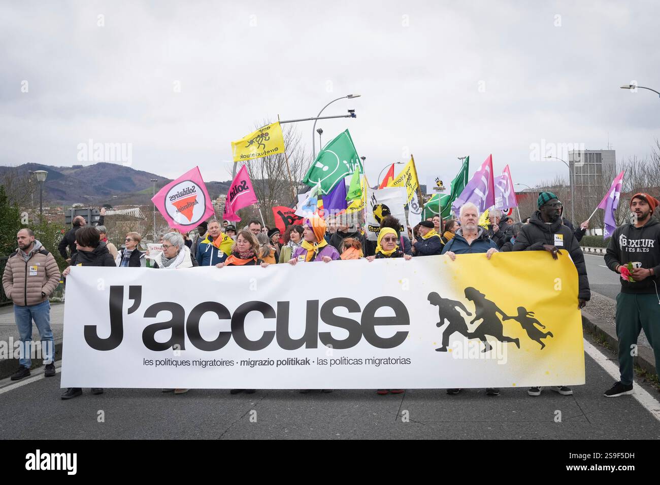 Dozens of people during a demonstration against European migration ...