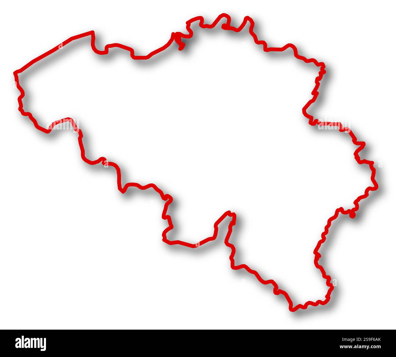 Map of Belgium in red contour lines with Shadow Stock Vector Image ...