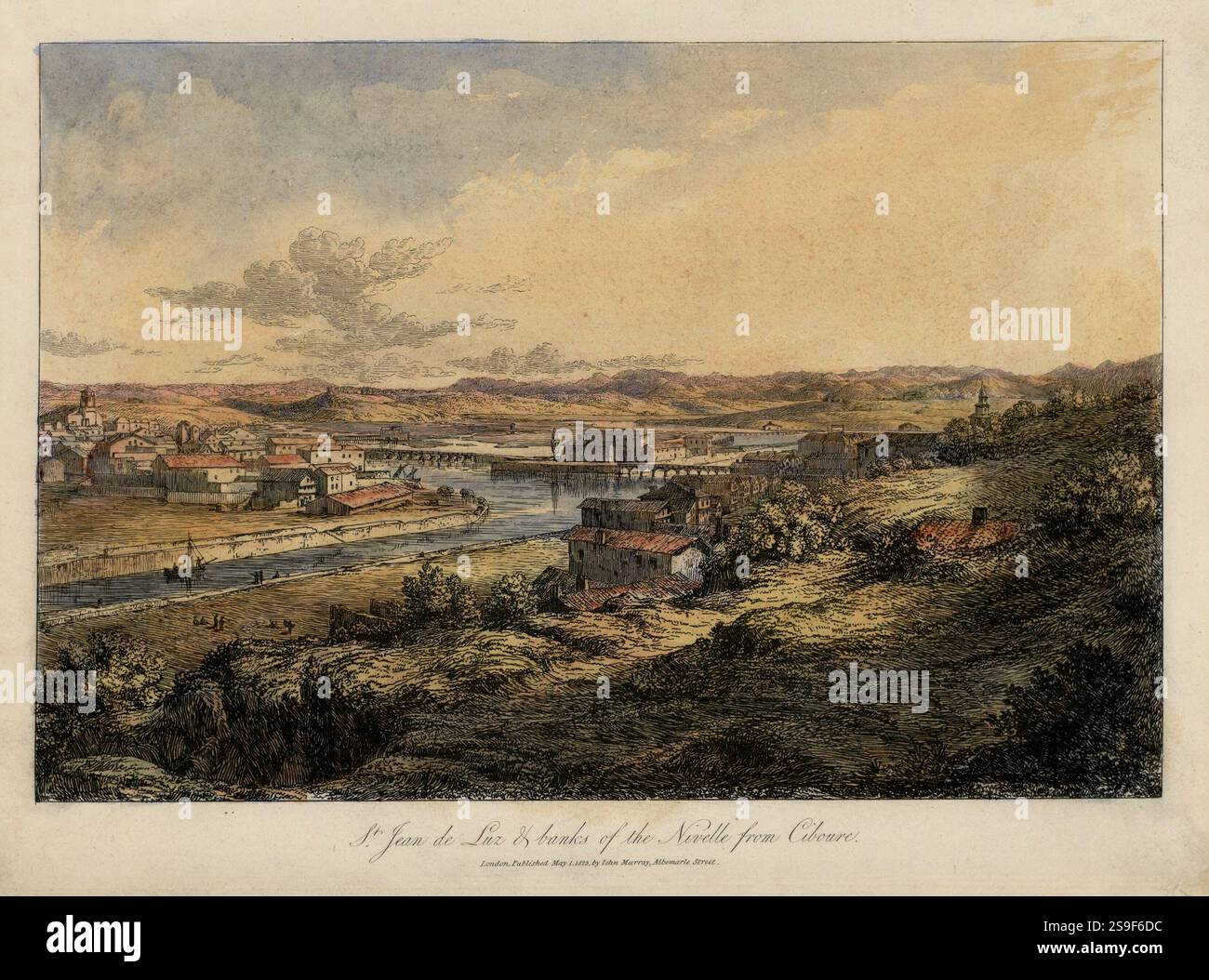 St-Jean de Luz, France. vintage scenery illustration by Robert Batty ...