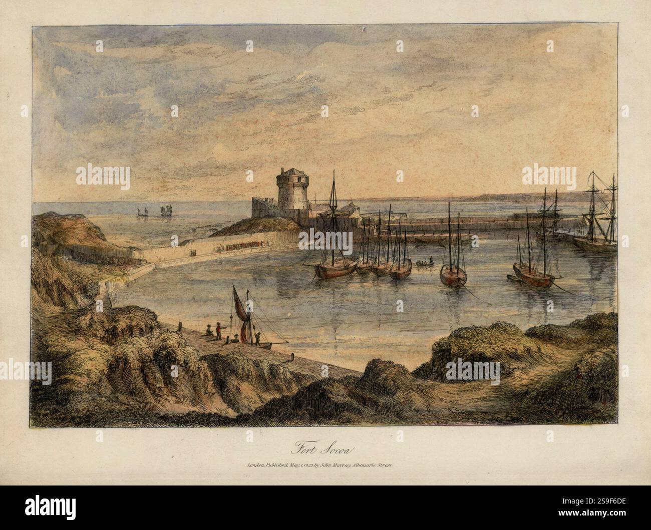 Fort de Socoa, Ciboure, France. vintage scenery illustration by Robert ...