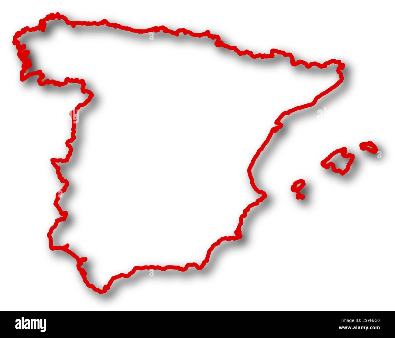 Map of Spain in red contour lines with Shadow Stock Vector Image & Art ...