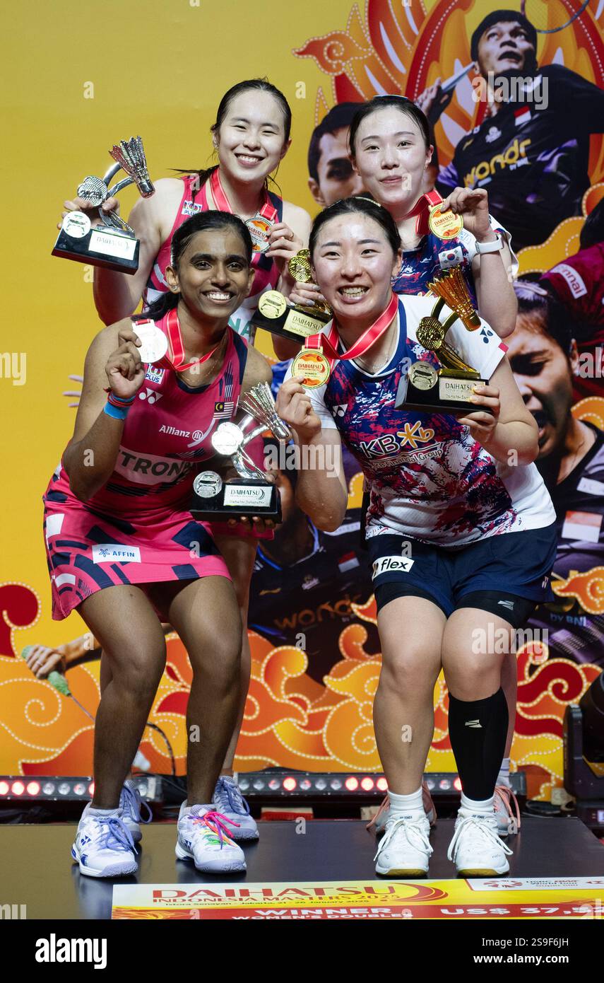 Jakarta, Indonesia. 26th Jan, 2025. (250126) -- JAKARTA, Jan. 26, 2025 (Xinhua) -- Winners Kim ...