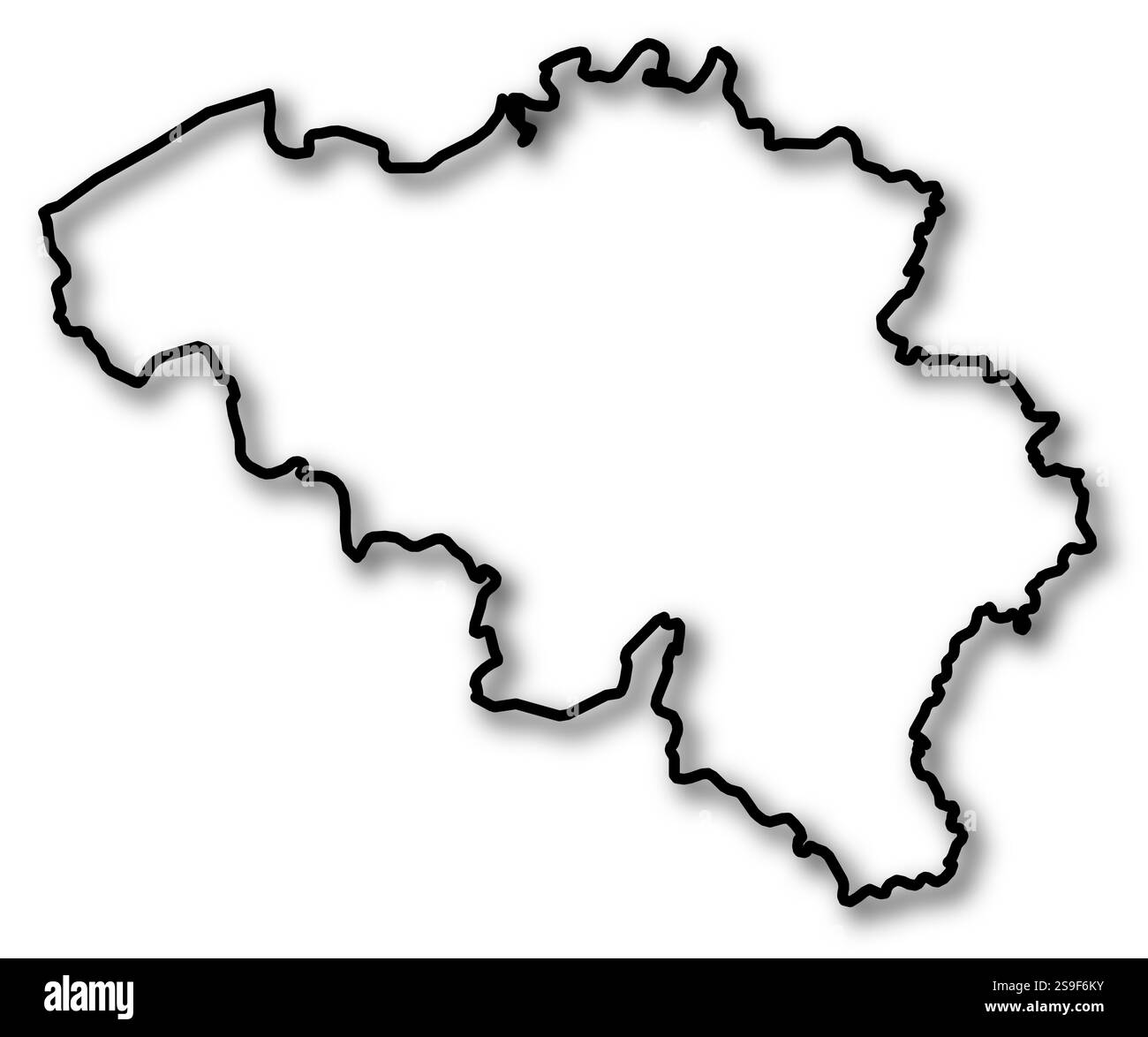 Map of Belgium in a black contour line with Shadow Stock Vector Image ...