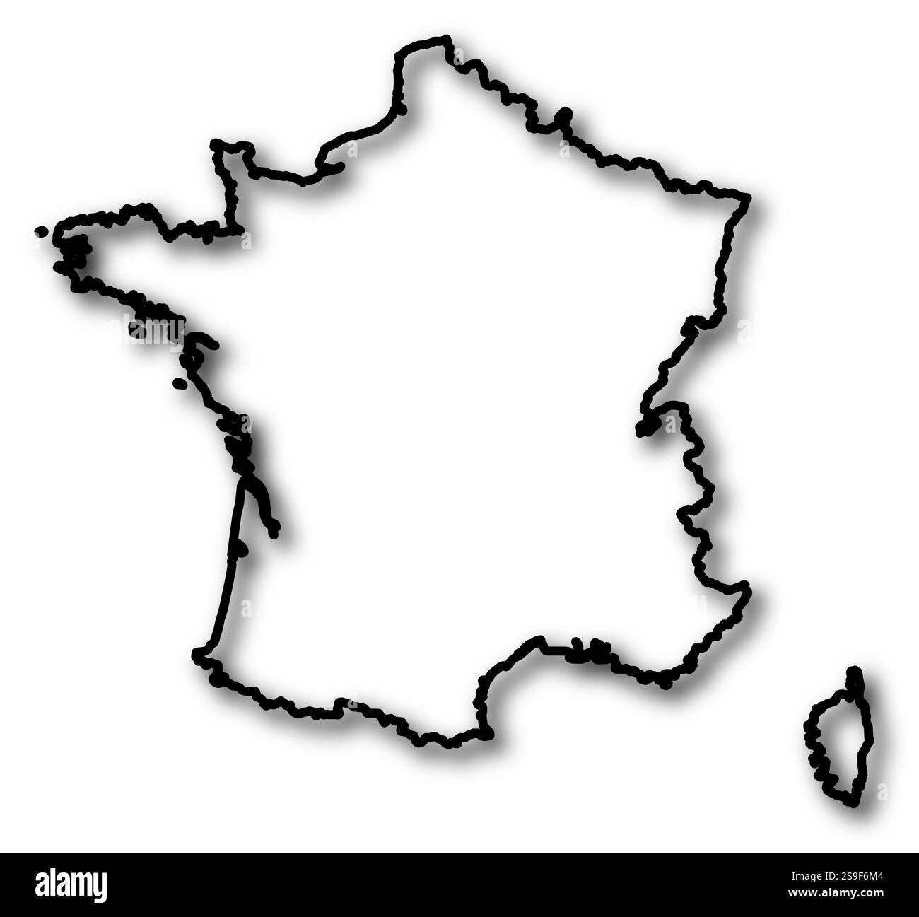 Map of France in a black contour line with Shadow Stock Vector Image ...
