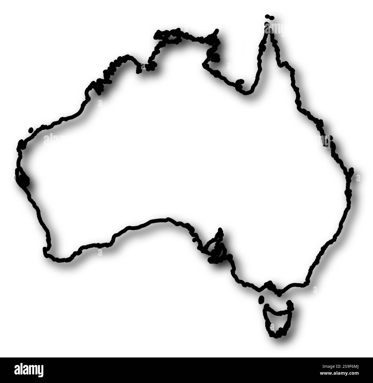 Map of Australia in a black contour line with Shadow Stock Vector Image ...
