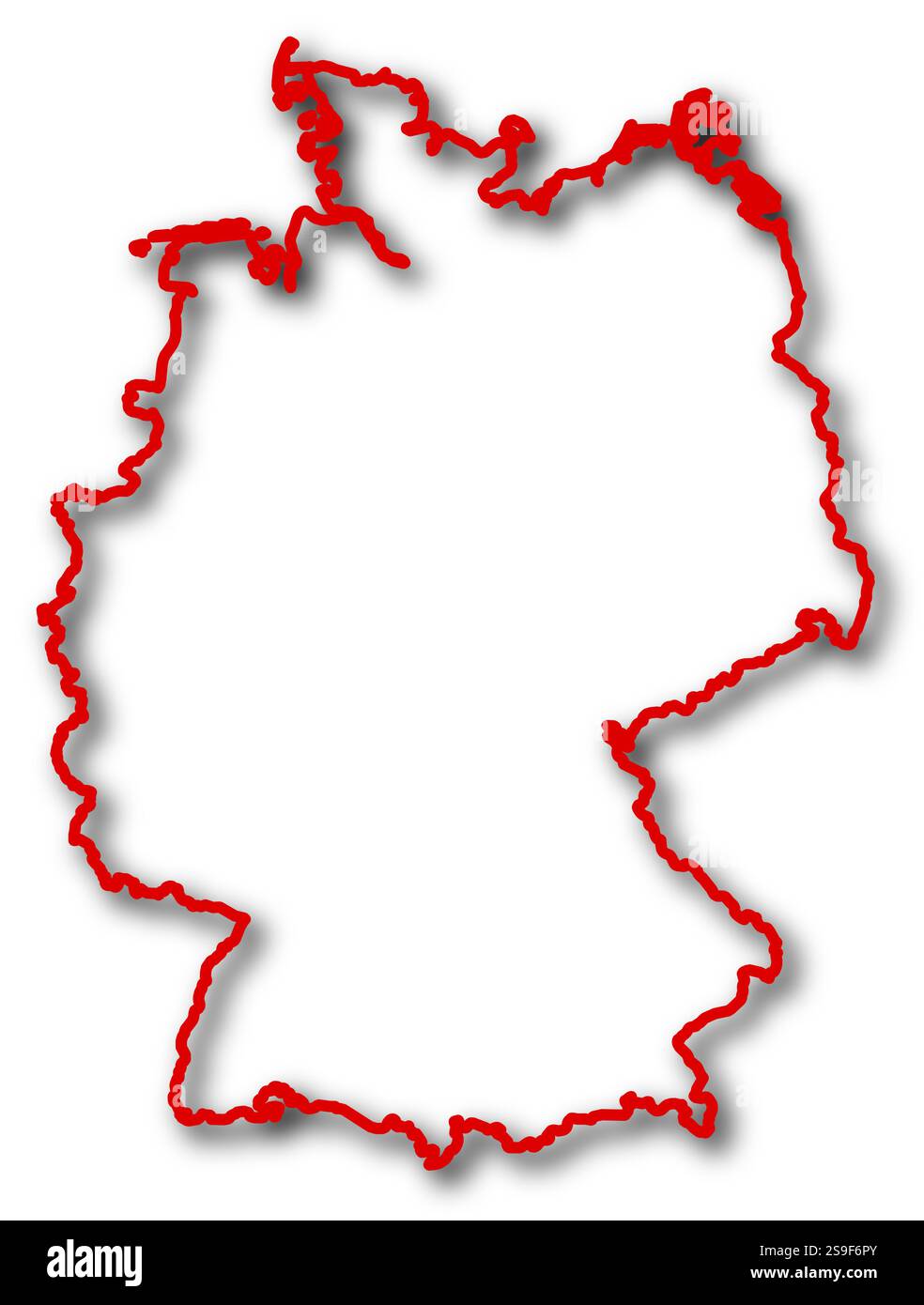 Map of Germany in red contour lines with Shadow Stock Vector Image ...