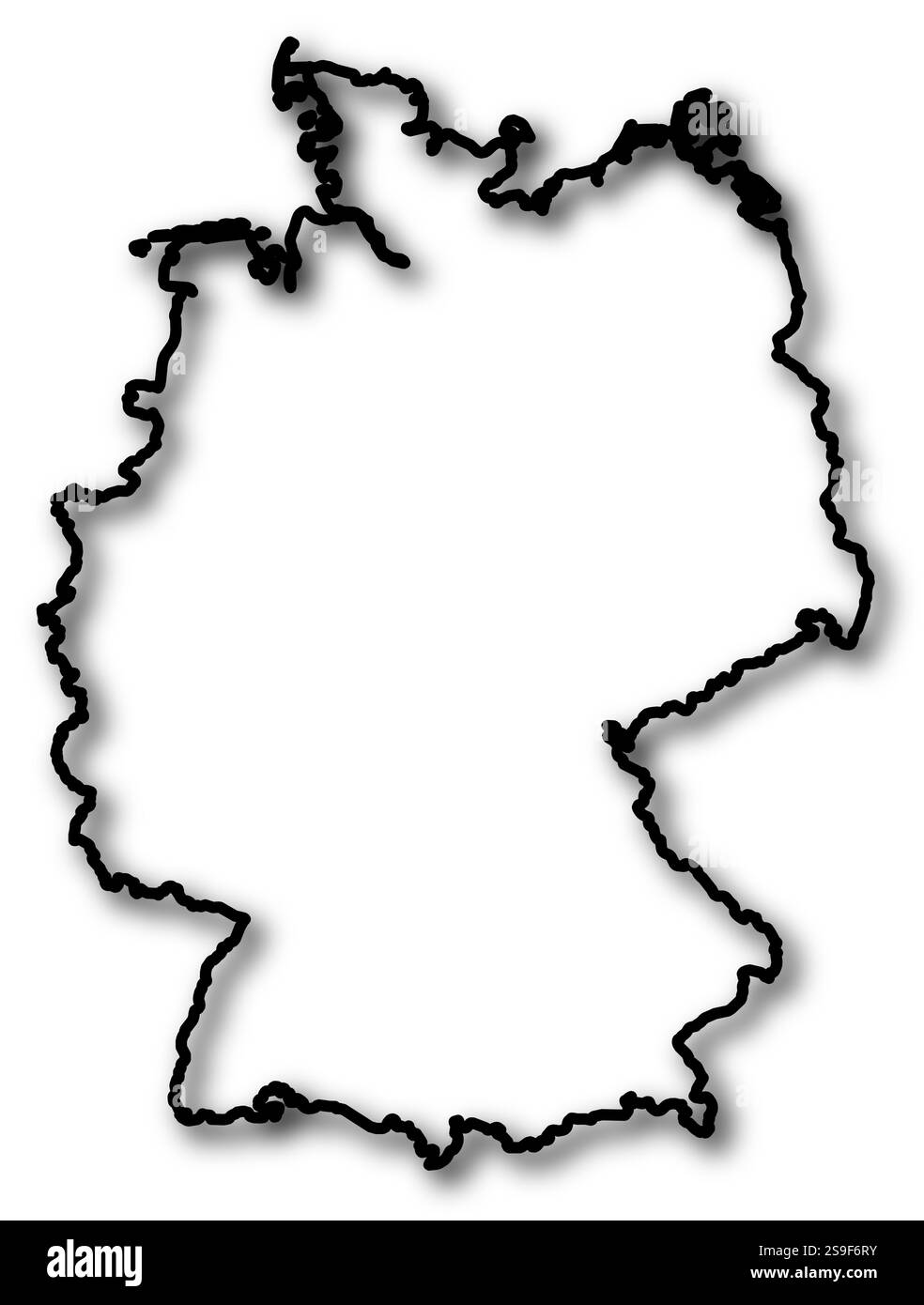 Map of Germany in a black contour line with Shadow Stock Vector Image ...