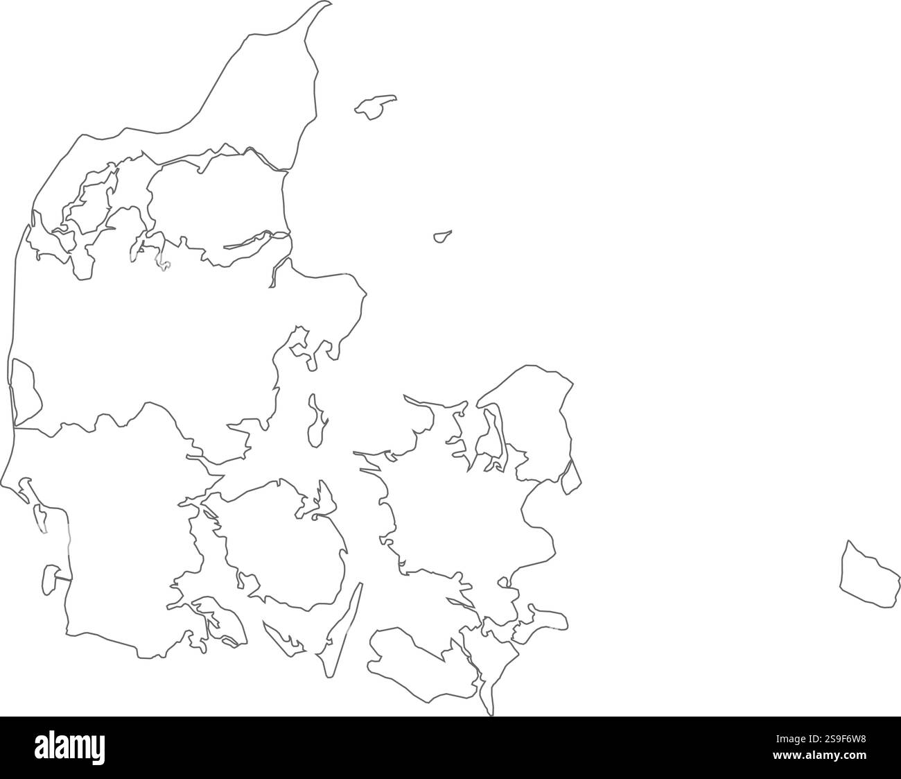 Map of Danmark as a black contour line Stock Vector Image & Art - Alamy