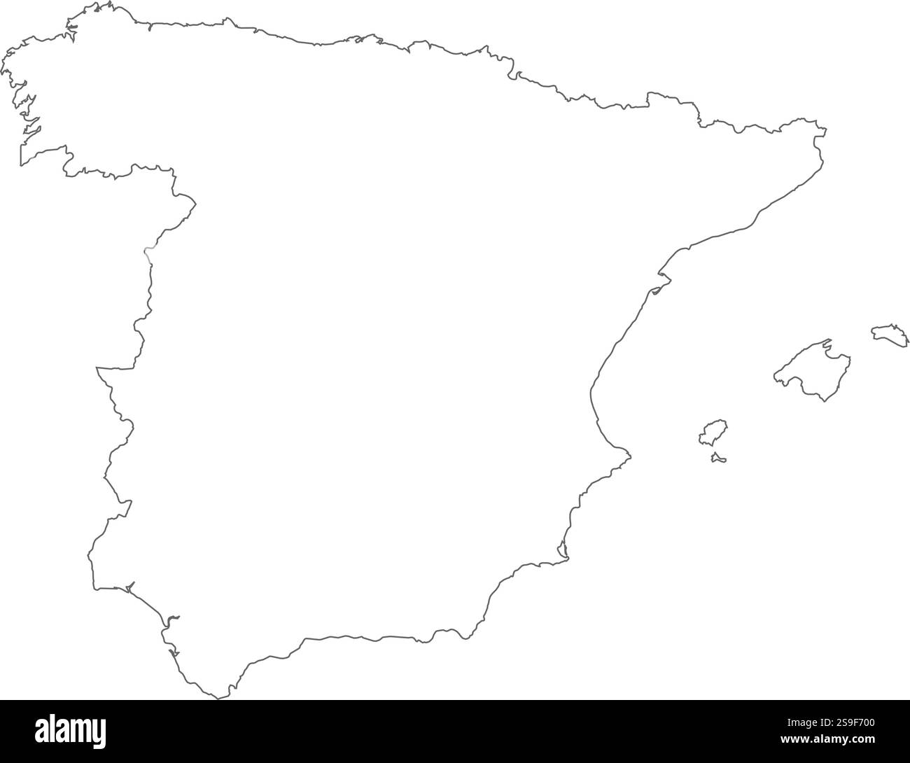 Map of Spain as a black contour line Stock Vector Image & Art - Alamy