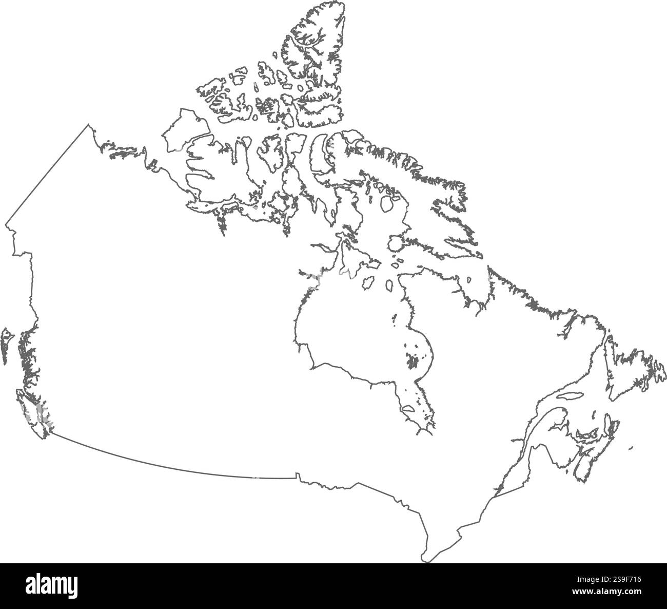 Map of Canada as a black contour line Stock Vector Image & Art - Alamy