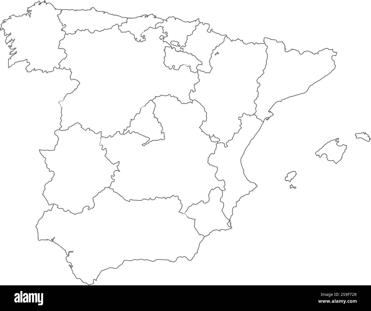 Map of Spain as a black contour line Stock Vector Image & Art - Alamy