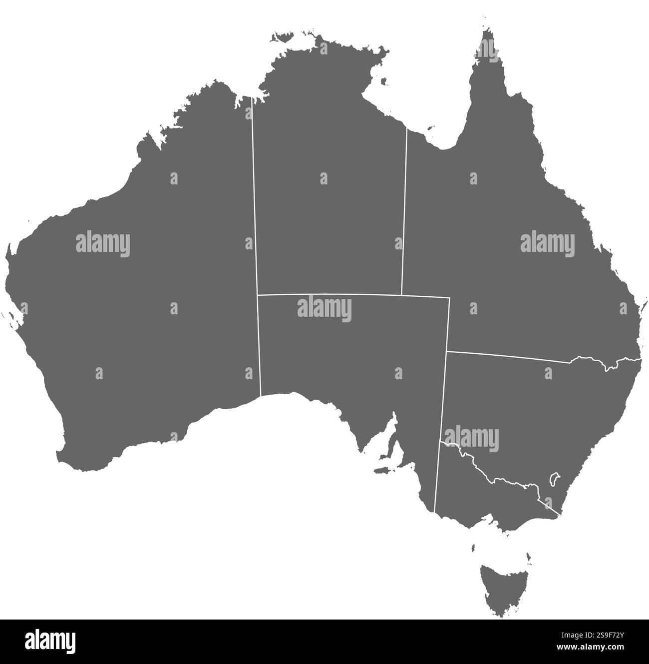 Australia map outline states Black and White Stock Photos & Images - Alamy