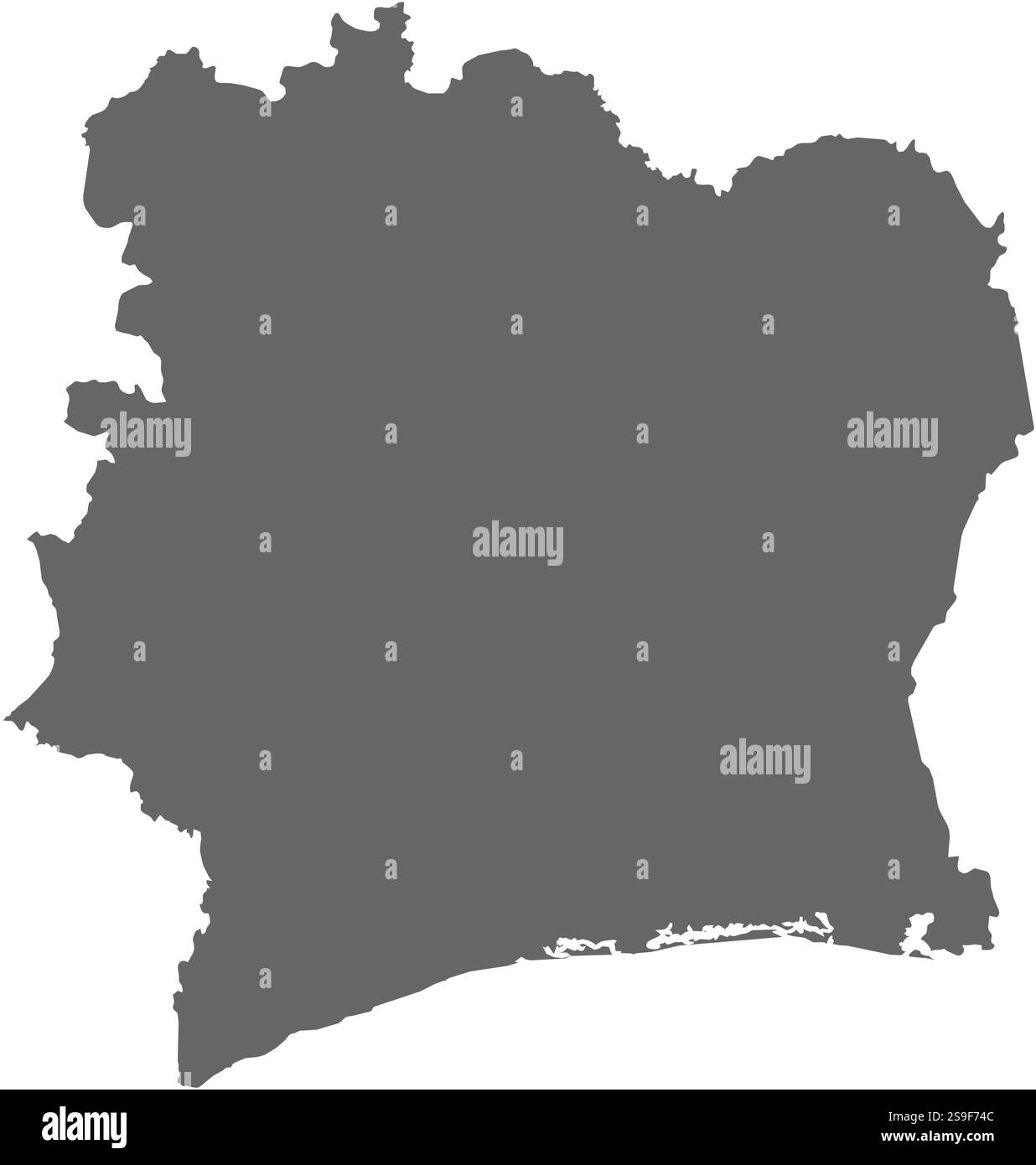 Map of Ivory Coast as a dark area Stock Vector Image & Art - Alamy