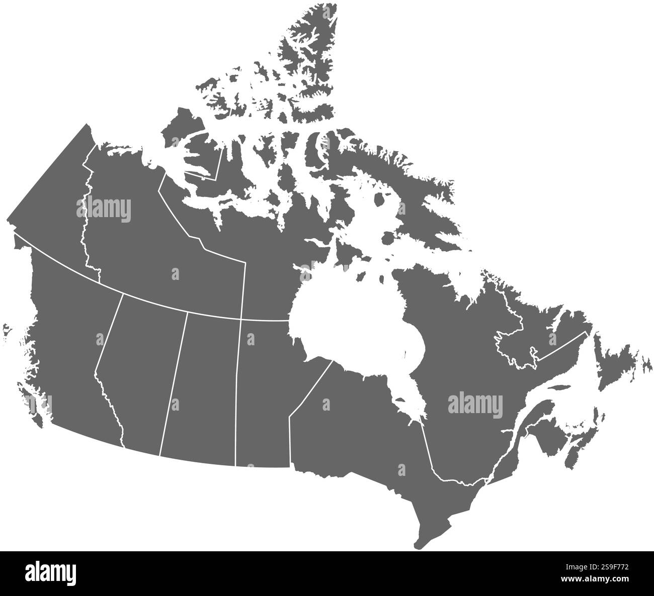 Map of Canada as a dark area Stock Vector Image & Art - Alamy
