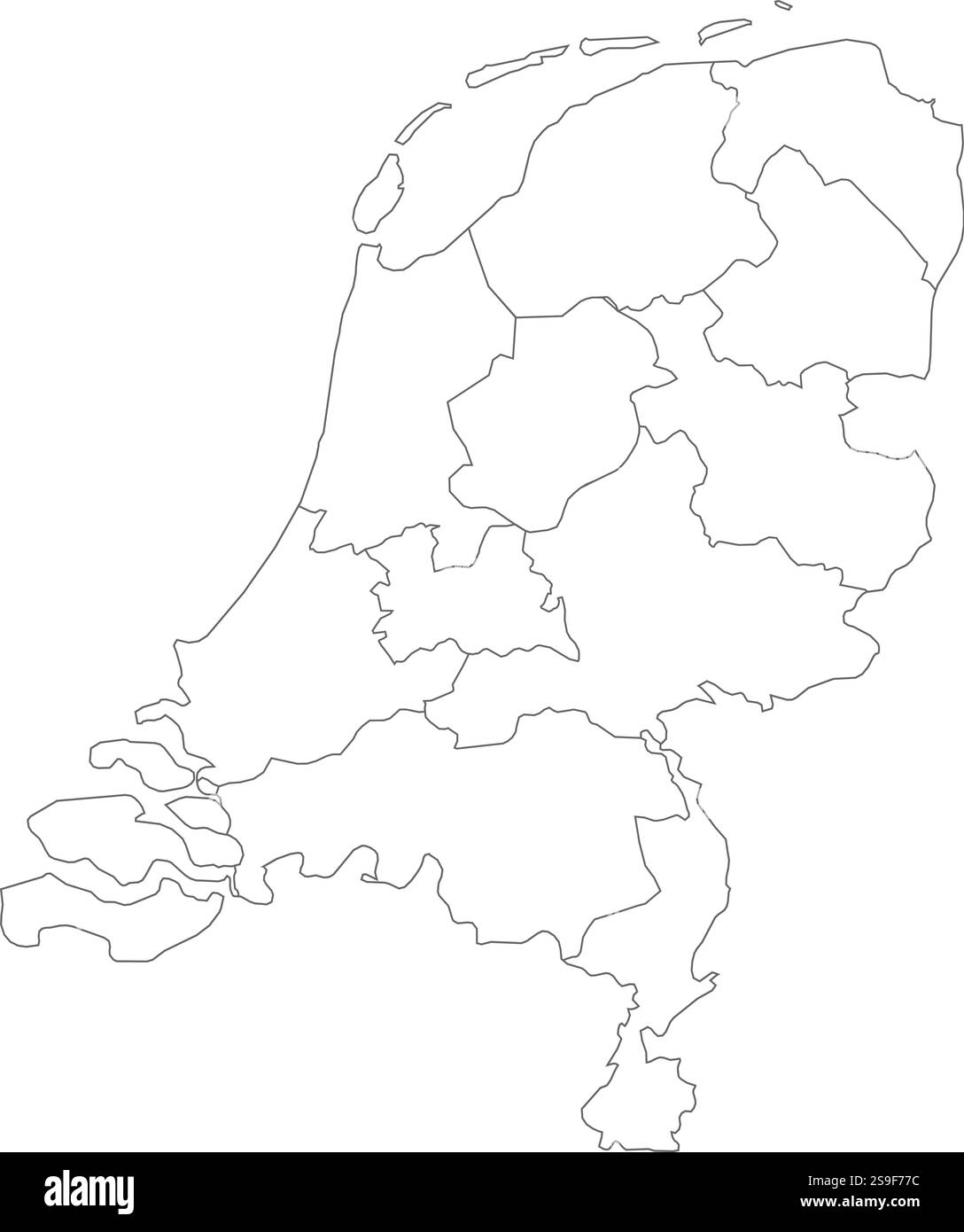 Map of Netherlands as a black contour line Stock Vector Image & Art - Alamy