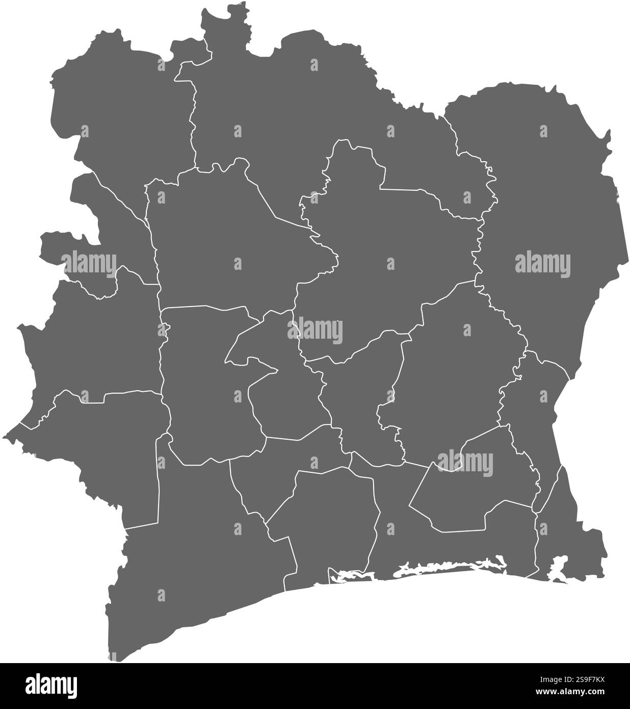 Map of Ivory Coast as a dark area Stock Vector Image & Art - Alamy