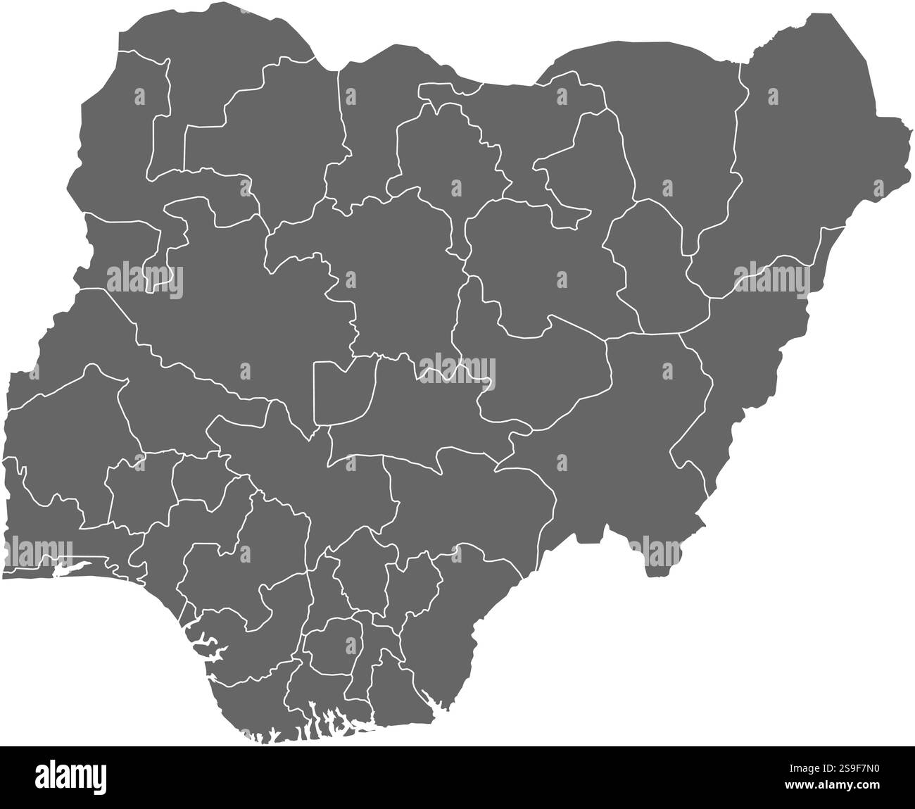 Vector map federal republic nigeria Cut Out Stock Images & Pictures - Alamy