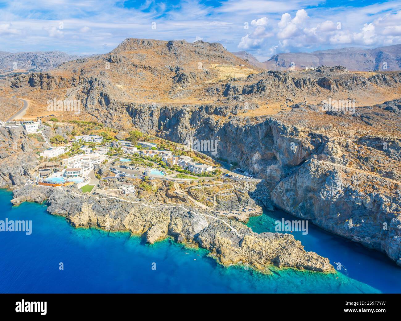 Aerial view with Kalypso Cretan Village, Crete island, Greece Stock ...